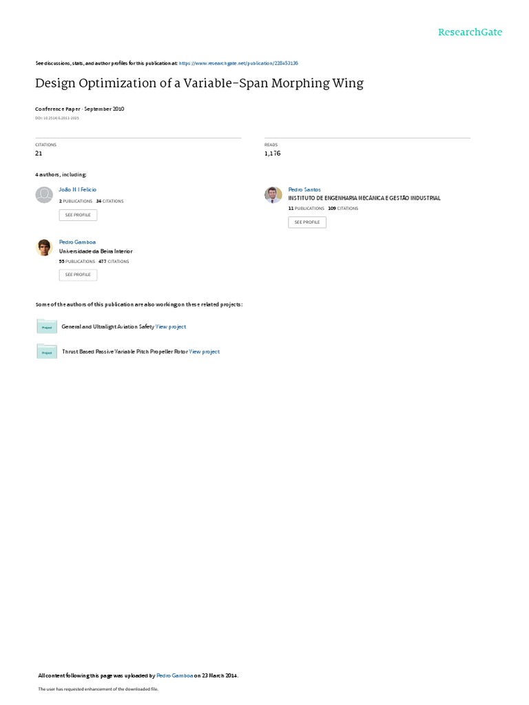 Design Optimization of A Variable-Span Morphing Wi | PDF | Lift (Force) | Airfoil