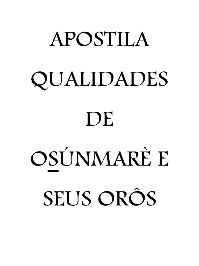 Apostila Qualidades de Osúnmarè e Seus Orôs | PDF | Santeria