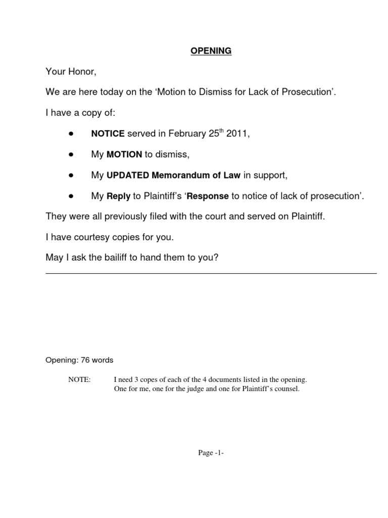 Sample Speaking Notes For Court | PDF | Lawsuit | Courts