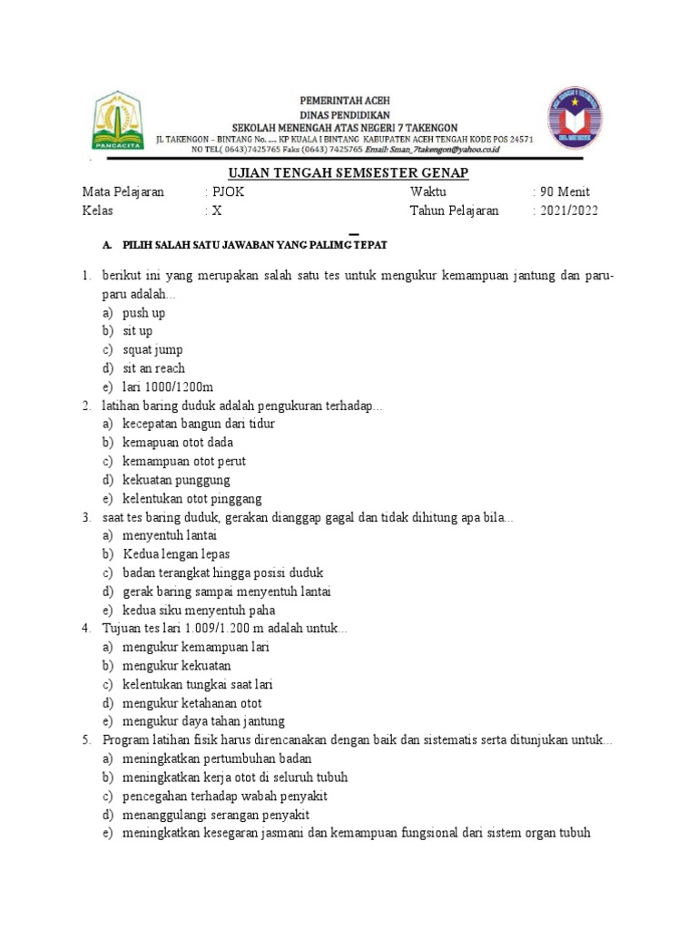 Soal Pjok Kelas X | PDF