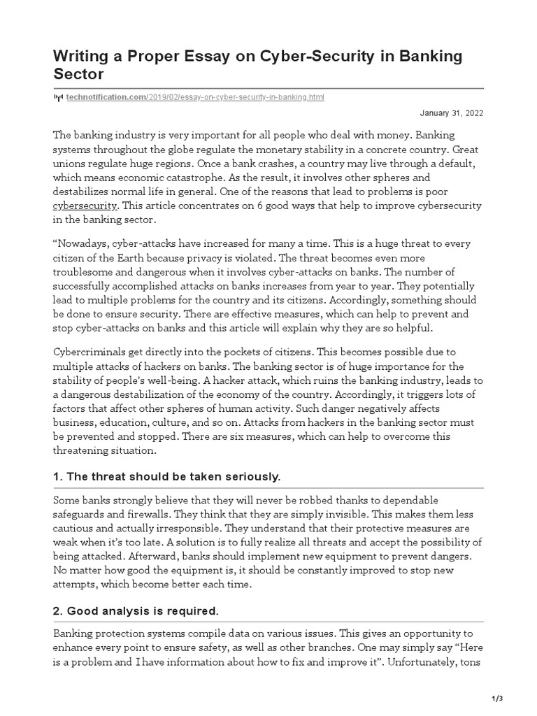 Writing A Proper Essay On Cyber-Security in Banking Sector | Download ...