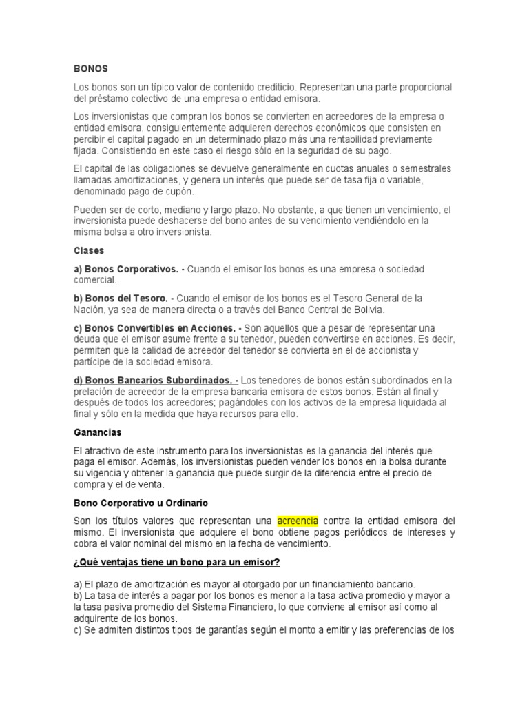 Bonos Corporativos: Definición y Tipos | PDF | Bonos (Finanzas) | Bonos ...