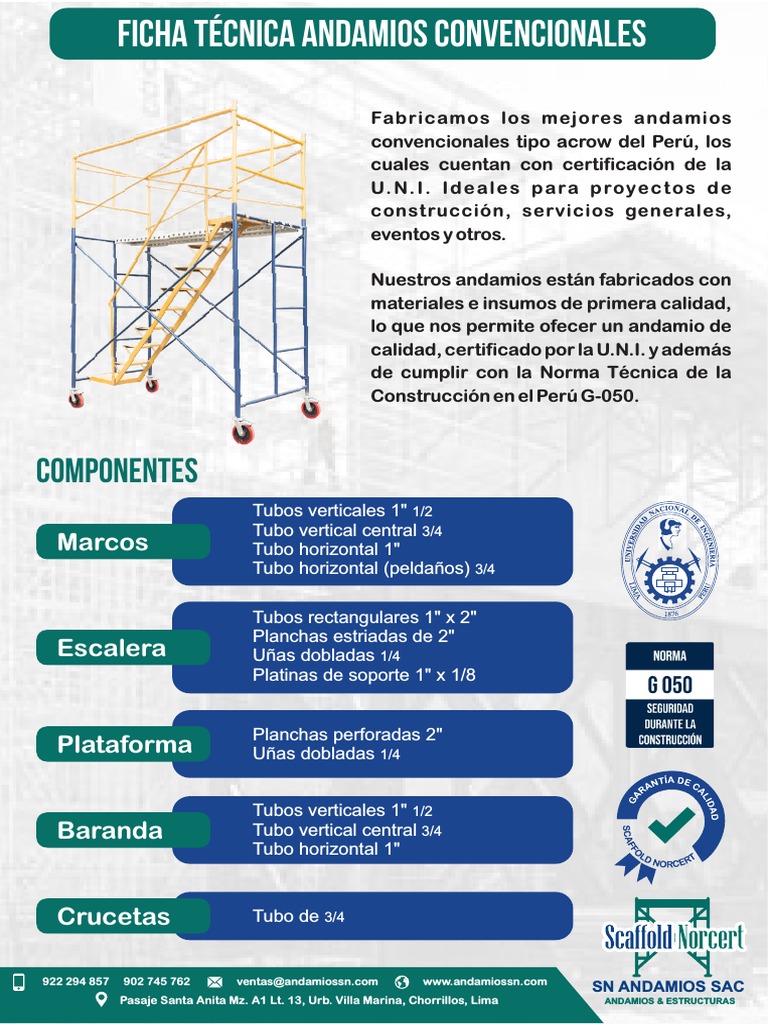 Ficha Técnica de Andamios Convencionales | PDF
