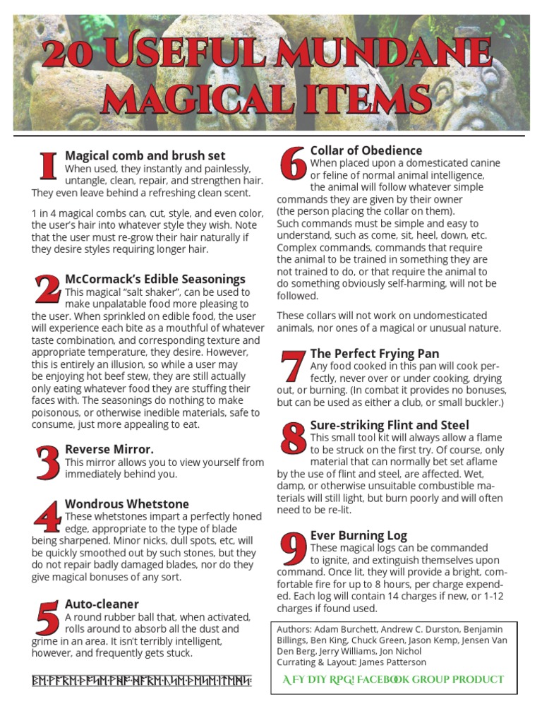 20 Useful Mundane Magic Items | PDF