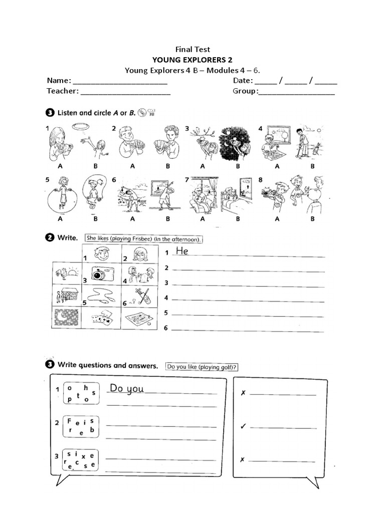 Final Test - Young Explorers 2 | PDF