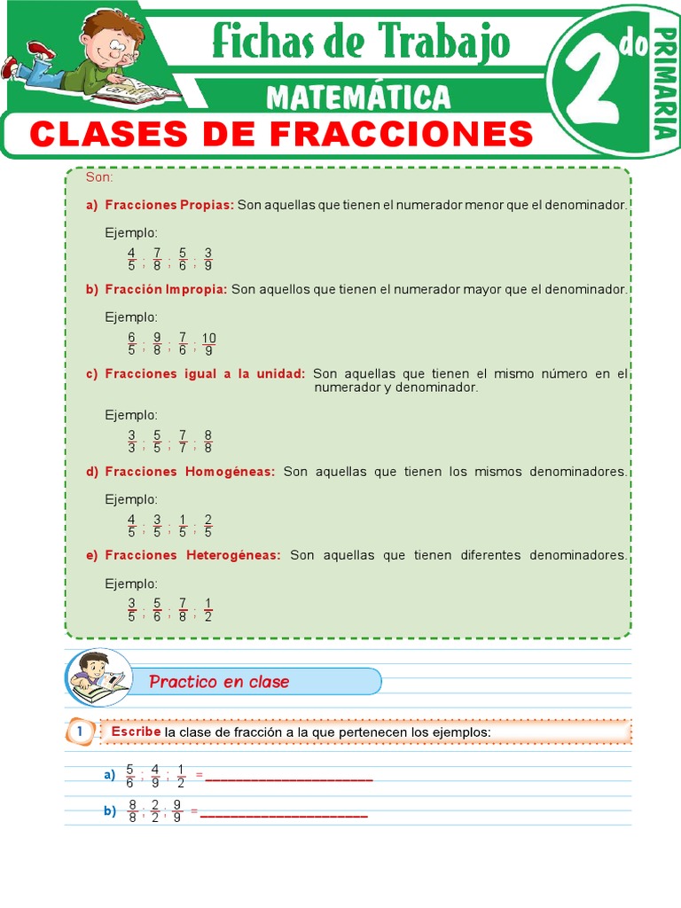 Clases de Fracciones para Segundo Grado de Primaria | PDF | Lexicología ...
