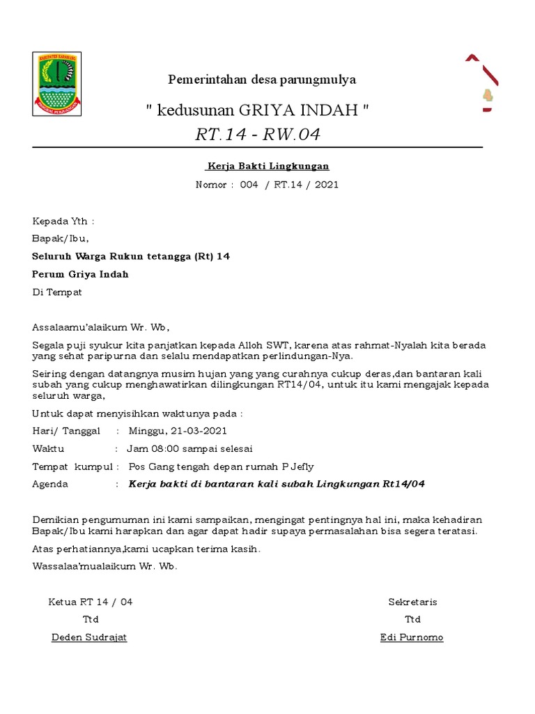 Undangan Kerja Bakti | PDF