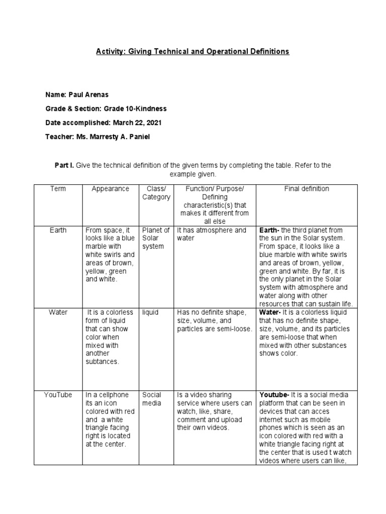 Technical and Operational Definitions Guide | PDF | Water | Sun