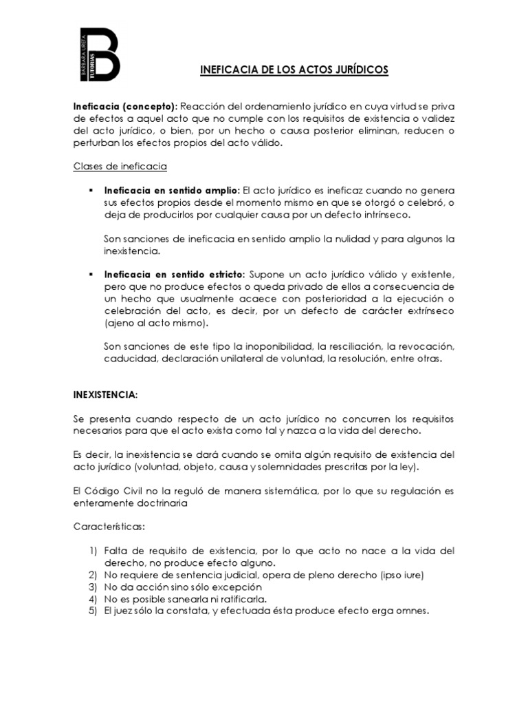 Ineficacia de Los Actos Jurídicos - Tutorias B. Ureta | PDF | Nulo (ley) | Consentimiento