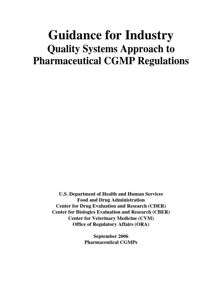 FDA - Quality Systems Approach | PDF