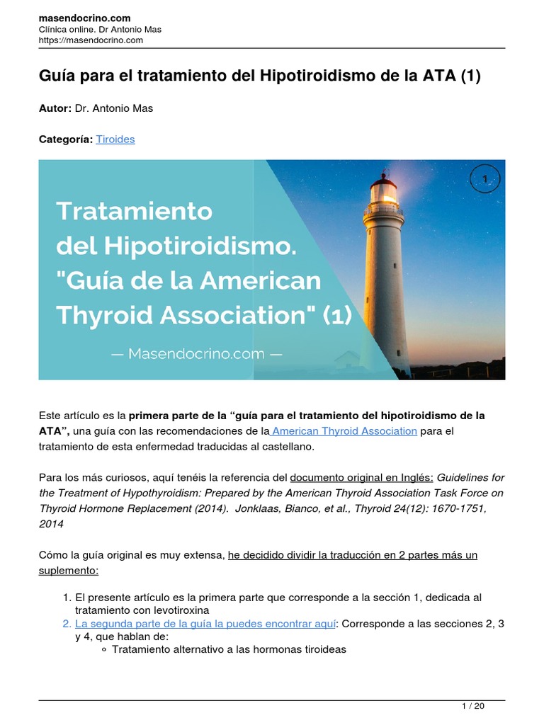 Guía ATA para el Tratamiento del Hipotiroidismo | PDF | Hipotiroidismo ...