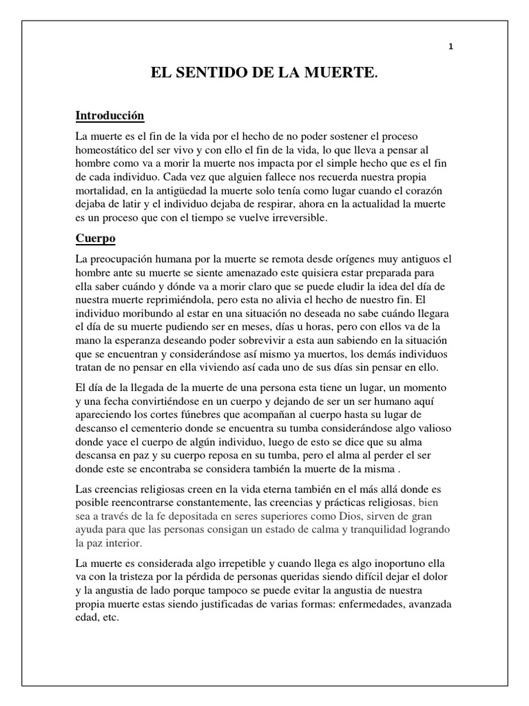 Ensayo El Sentido de La Muerte | PDF | Muerte | Vida