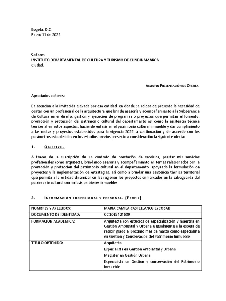 Ejemplo De Propuesta De Rfp Para Contratistas