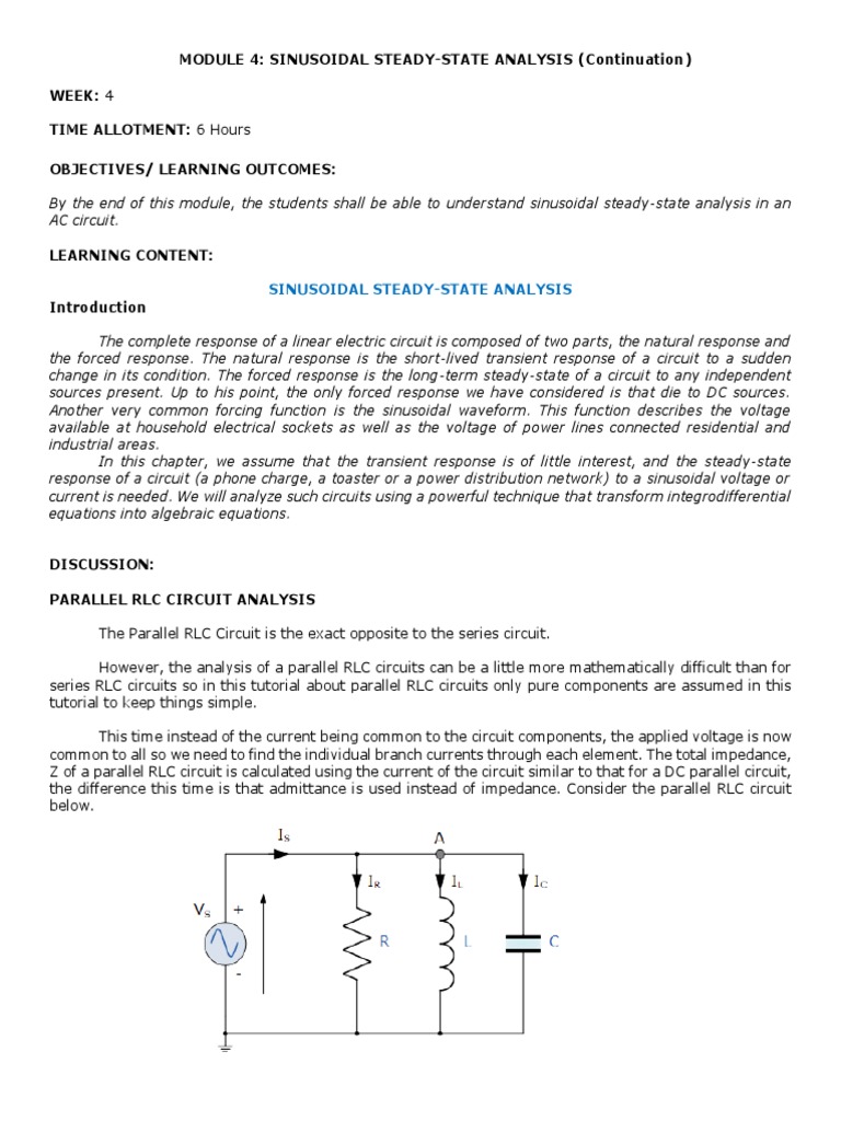 Parallel RLC Circuit Analysis | PDF | Electrical Impedance | Electrical ...