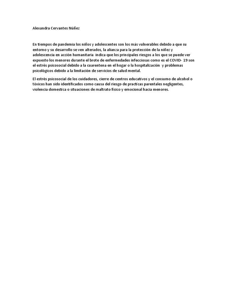 Como Afecta Una Cuarentena en Niños y Adolescentes | PDF | Salud y ...
