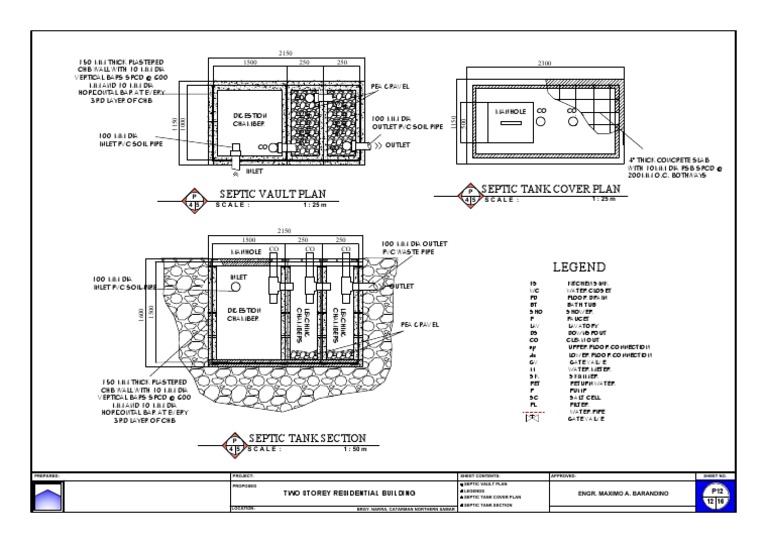 Septic Tank Cover Plan Septic Vault Plan: Legend | PDF | Septic Tank | Hydraulics