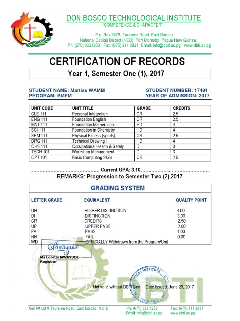 DBTI TRANSCRIPT at 2020 | PDF