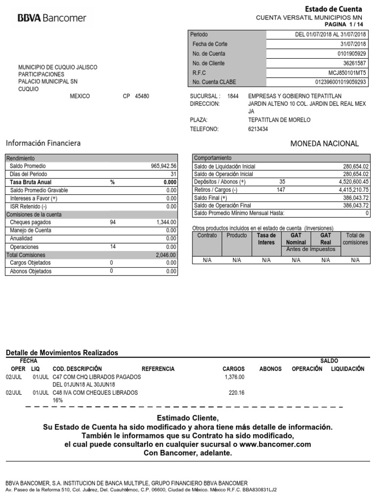 Estado de Cuenta Banamex PDF | PDF | Cuenta de depósito | Cheque