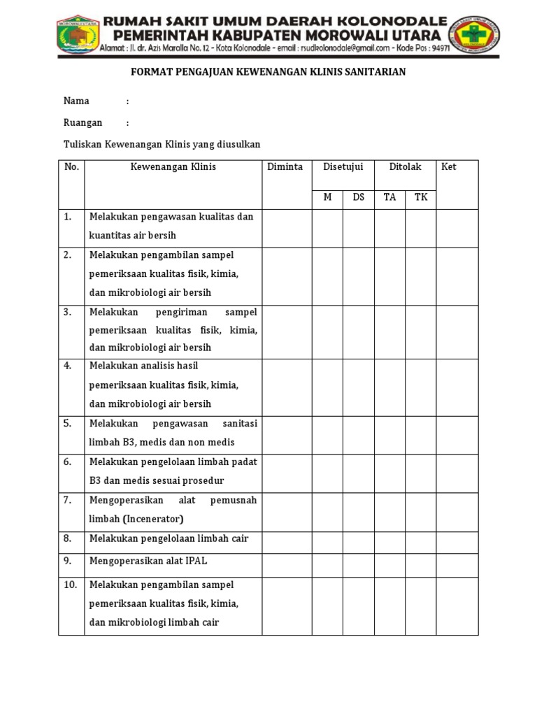 Contoh FORMAT PENGAJUAN RKK SANITARIAN | PDF