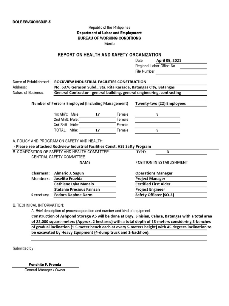 RSO Report On Health & Safety Organization Page-1 | PDF | Labor | Engineering