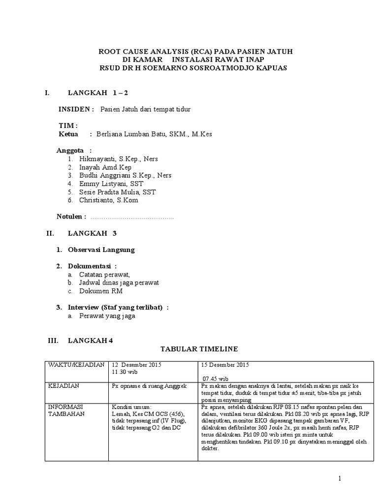 Contoh Rca (Routh Causa Analysis) | PDF