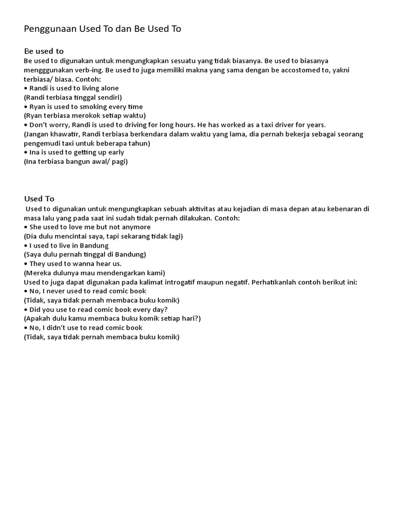 Penggunaan Used To Dan Be Used To | PDF