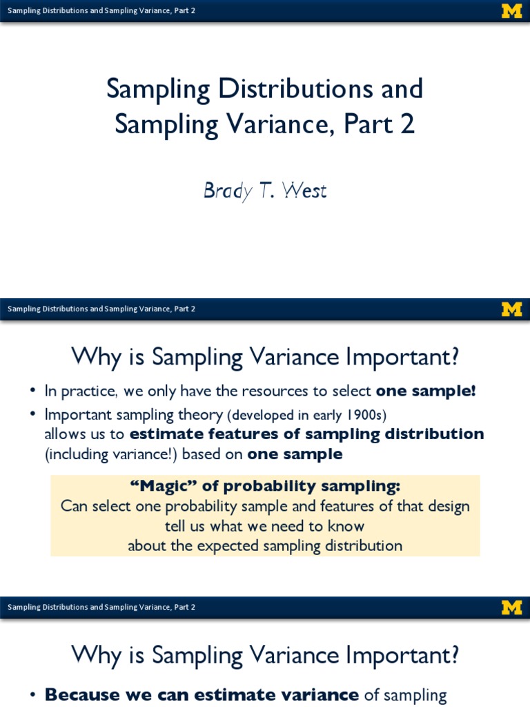 Sampling Distributions and Sampling Variance, Part 2: Brady T. West | PDF
