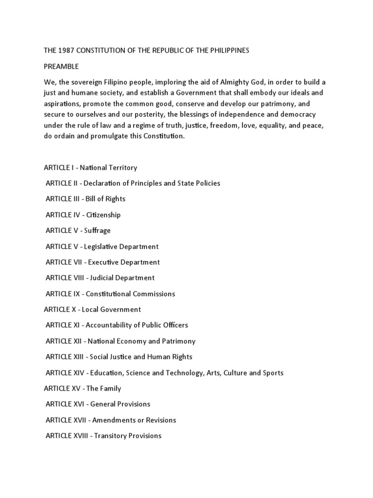 1987 Philippine Constitution Overview | PDF | Politics | Social Science