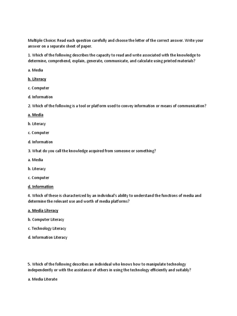 B. Literacy | PDF | Media (Communication) | Popular Culture & Media Studies