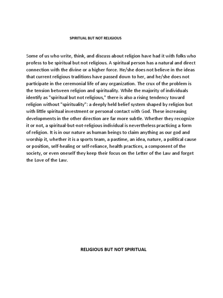 The Tension Between Religion and Spirituality: Defining the "Spiritual ...