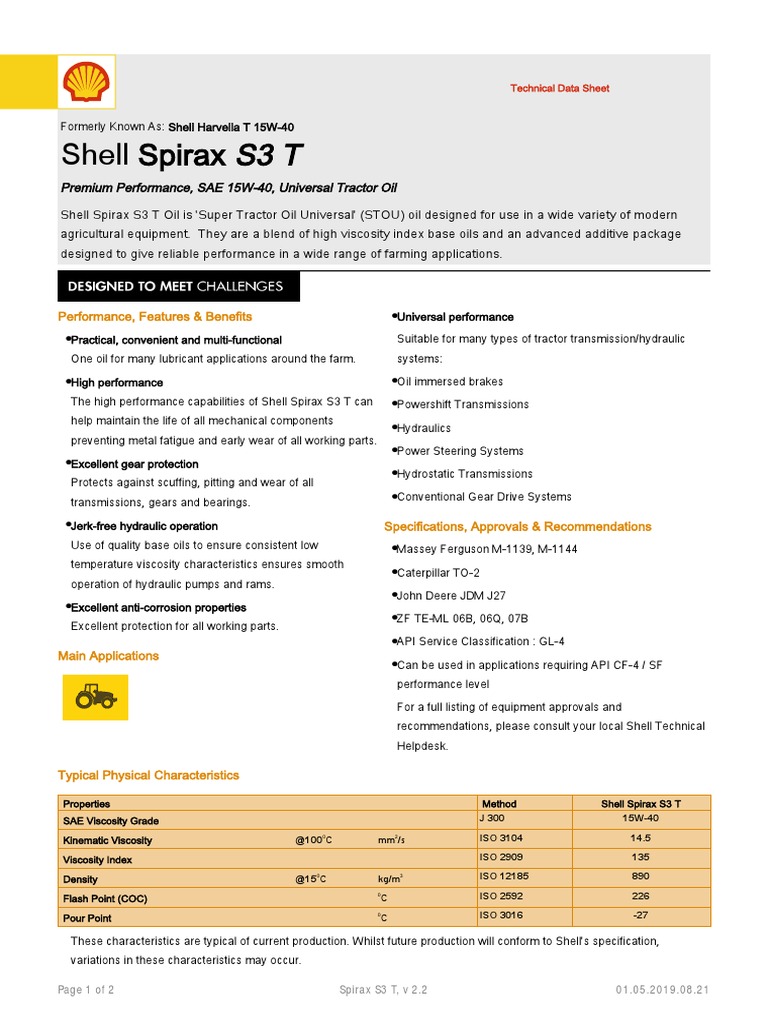 TDS Shell Spirax S3 T | PDF | Transmission (Mechanics) | Tractor