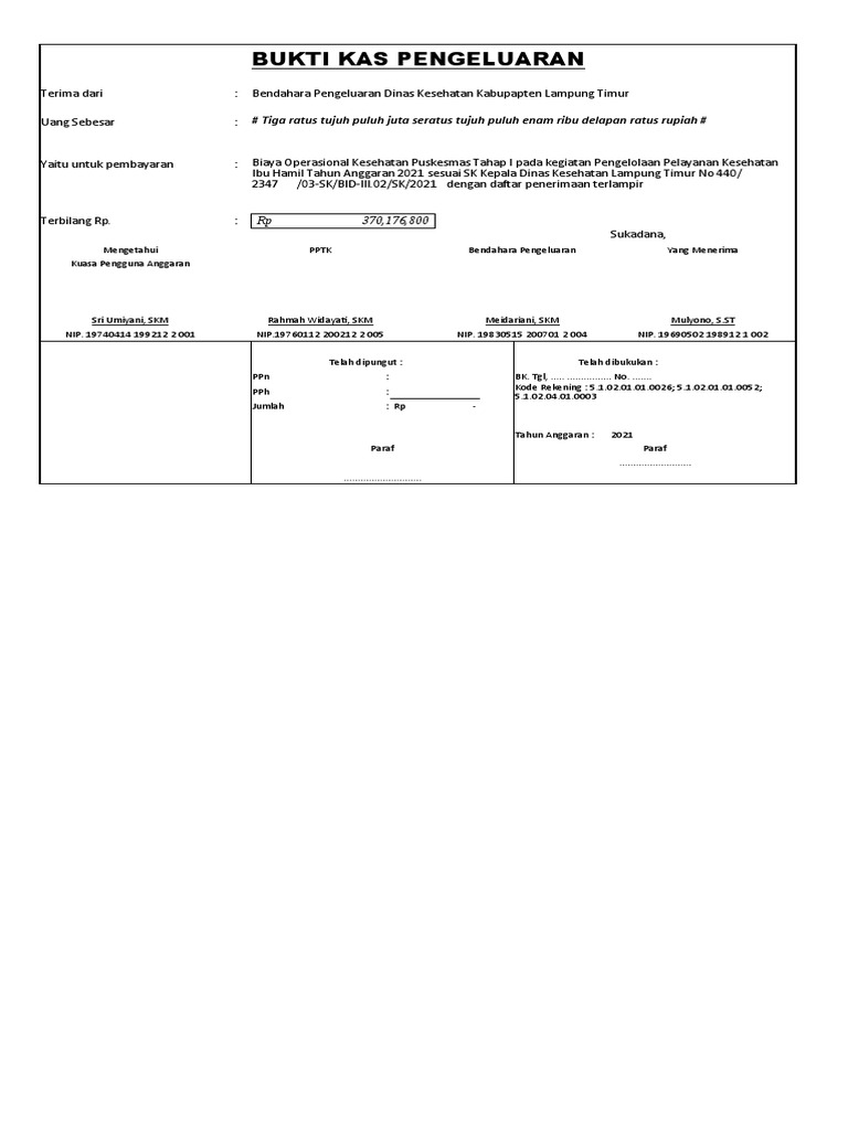 Bukti Kas Pengeluaran | PDF