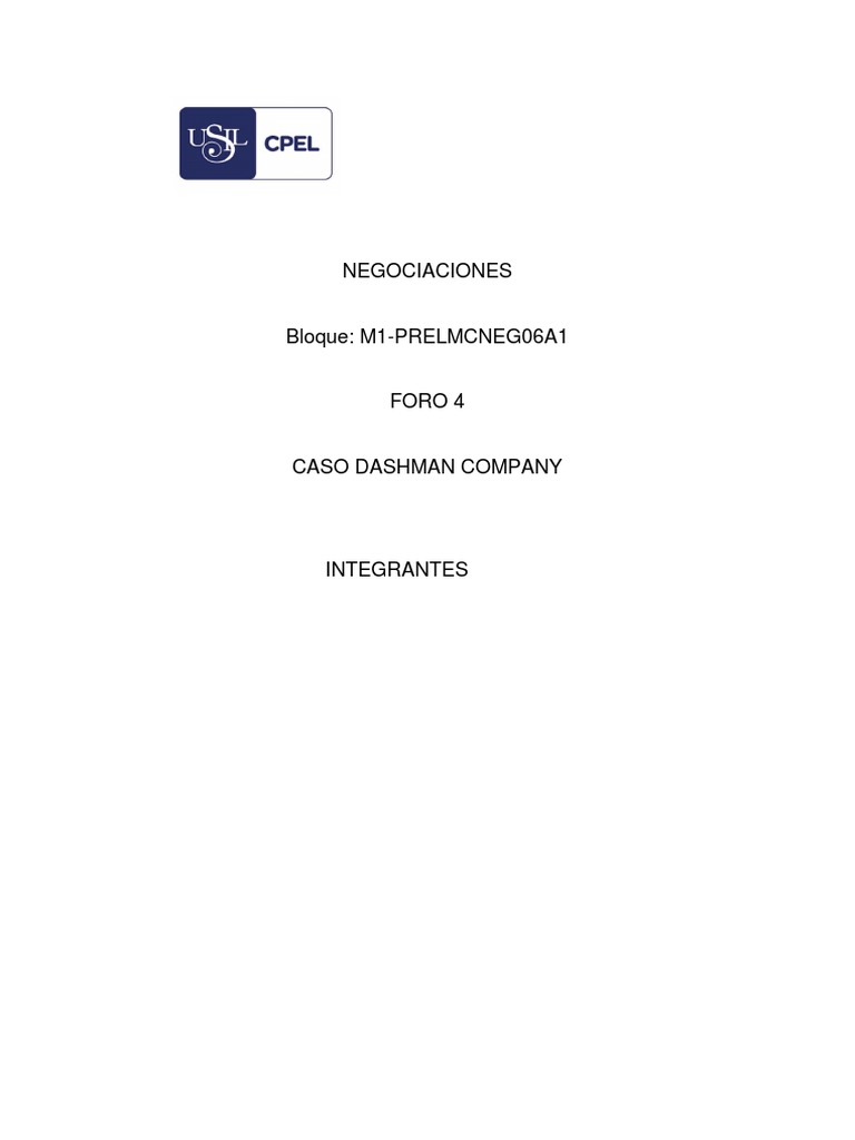 Foro 4 - Caso Dashman Company | PDF