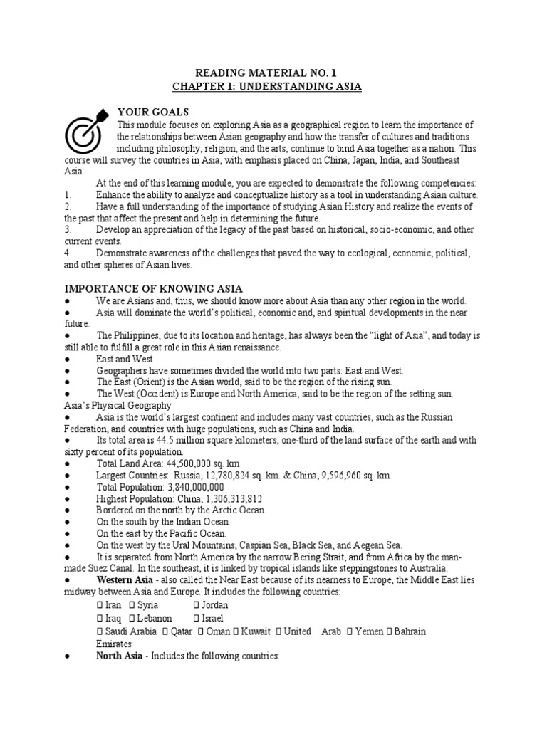 MODULE No. 1 ASIAN STUDIES | PDF | Asia