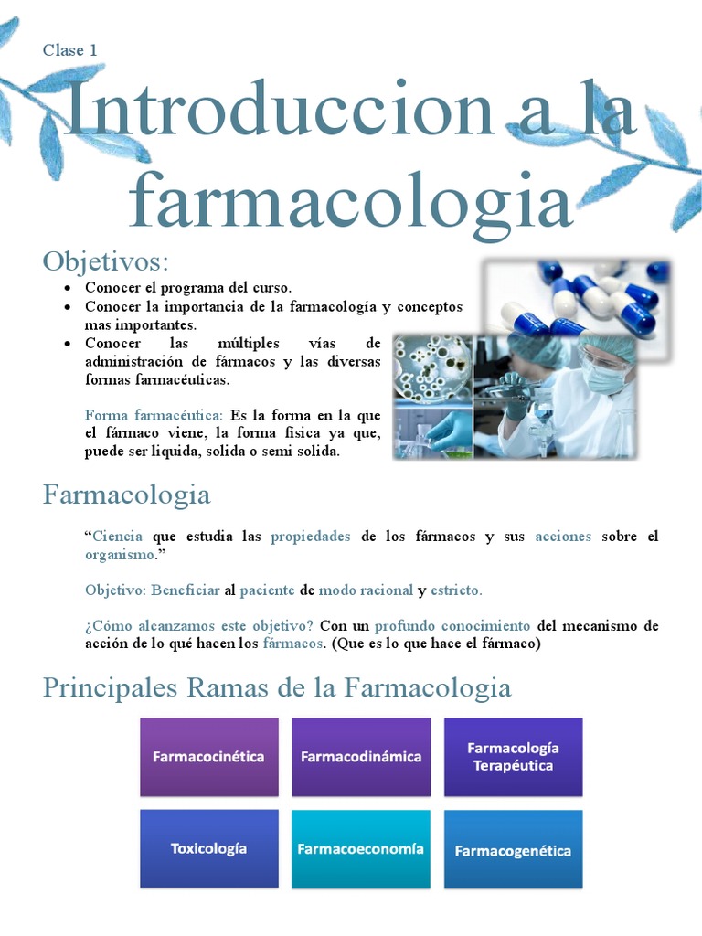 Clase 1 Introduccion A La Farmacologia | PDF | Medicamentos con receta | Farmacología