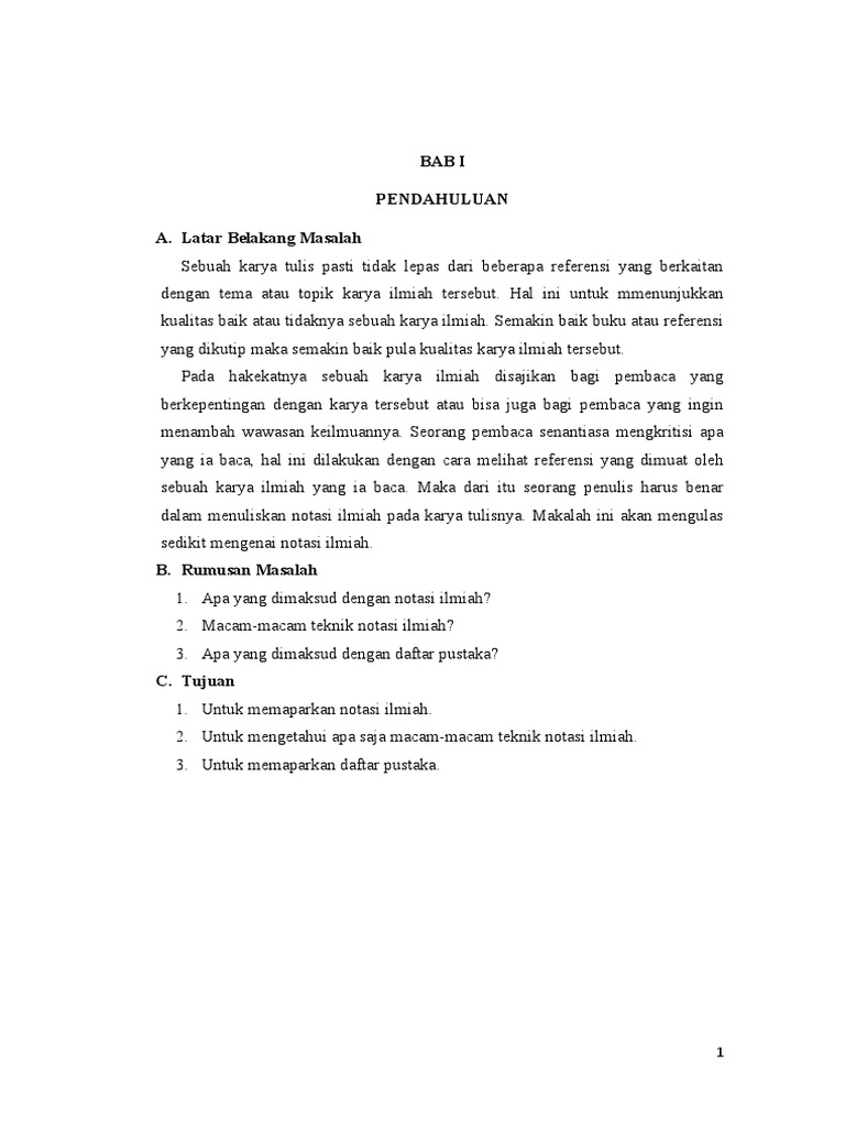 Contoh Makalah Notasi Ilmiah | PDF
