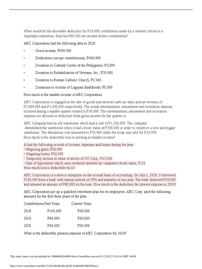 Tax Deductions and Allowable Losses Guide | PDF | Tax Deduction | Expense