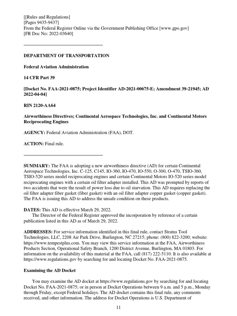 2022-04-04 | PDF | Federal Aviation Administration | Rulemaking