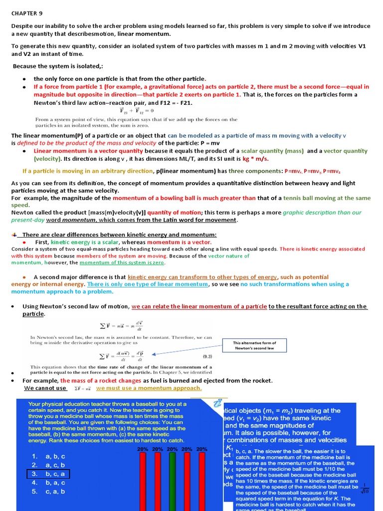 Physics1 CHAPTER 9 Reviewer | PDF | Momentum | Collision