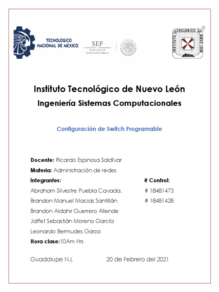 Actividad Switch Programable | PDF | Ethernet | Redes de computadoras