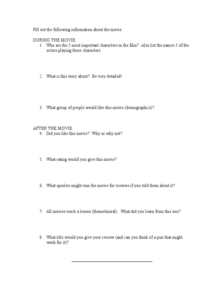 Movie Review Template | PDF