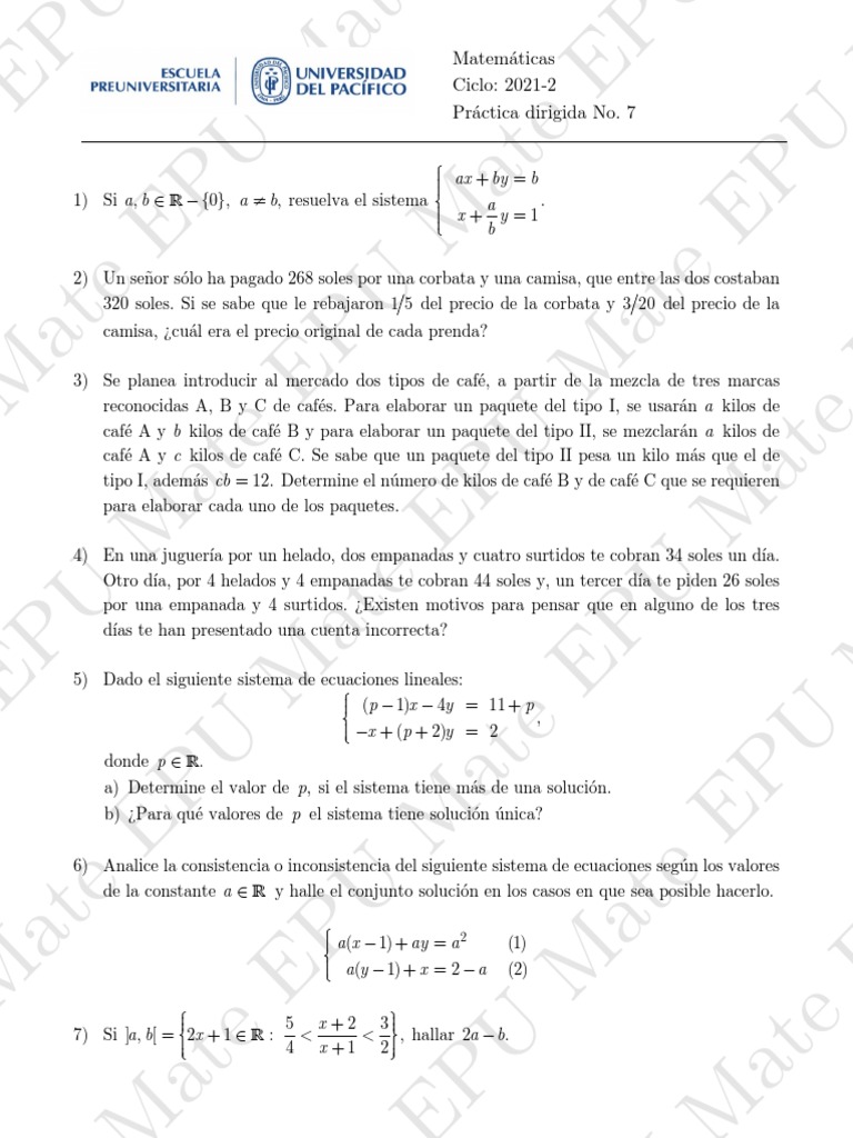 2021 2 PD7 | PDF | Matemáticas Aplicadas | Matemáticas