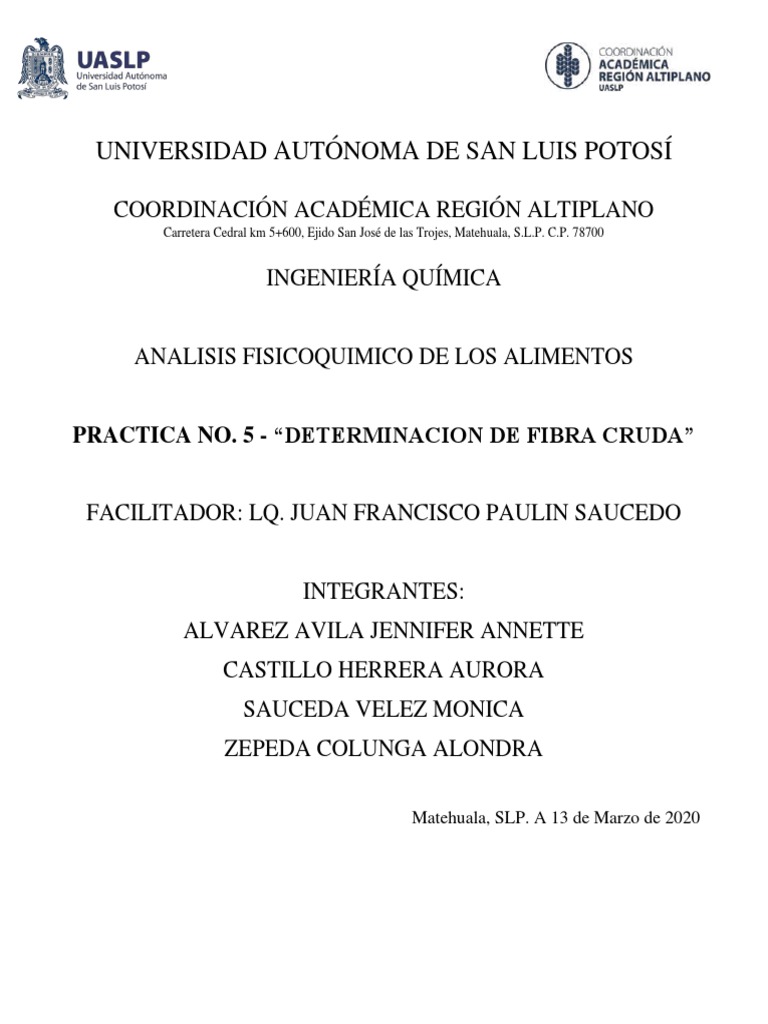 Determinación de Fibra Cruda | PDF | Dieta y nutrición | Fibra dietética