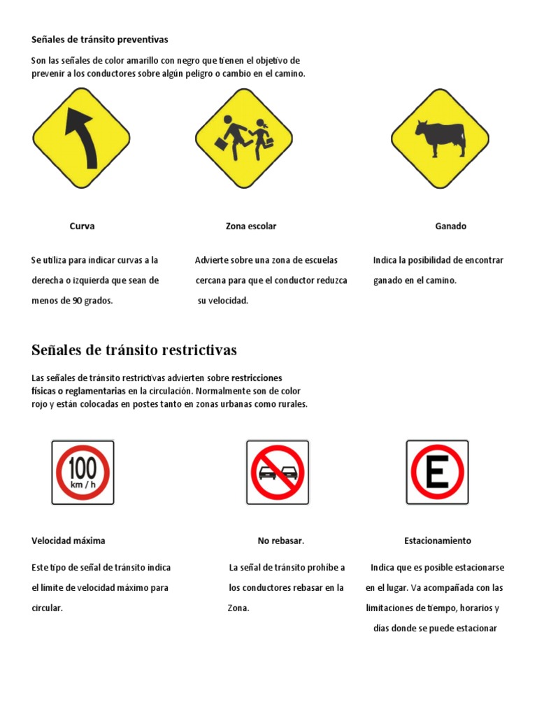 Señales de Tránsito Preventivas | PDF