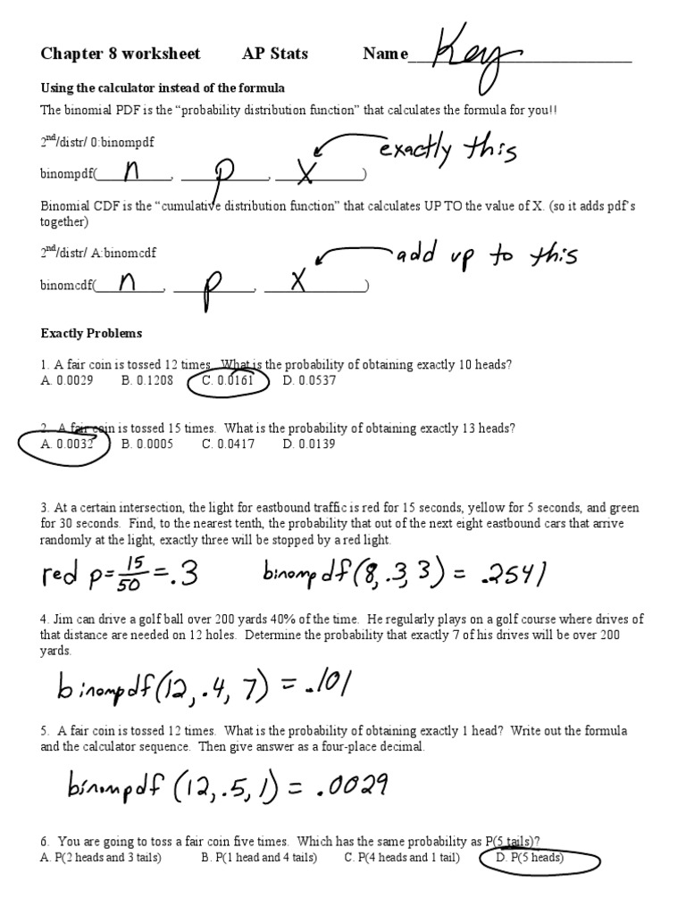 Chapter 8 Test Key | PDF | Probability Distribution | Applied Mathematics