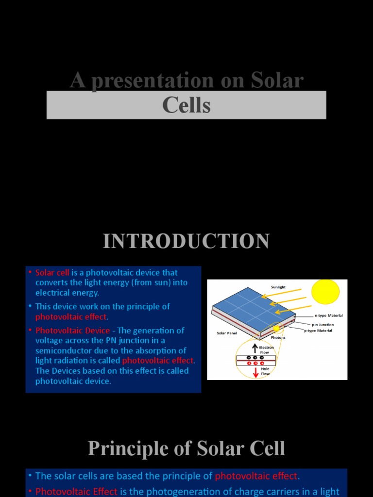 A Presentation On Solar Cells | PDF | Solar Cell | Solar Power
