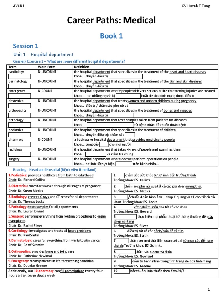 Career Paths: Medical: Book 1 | PDF