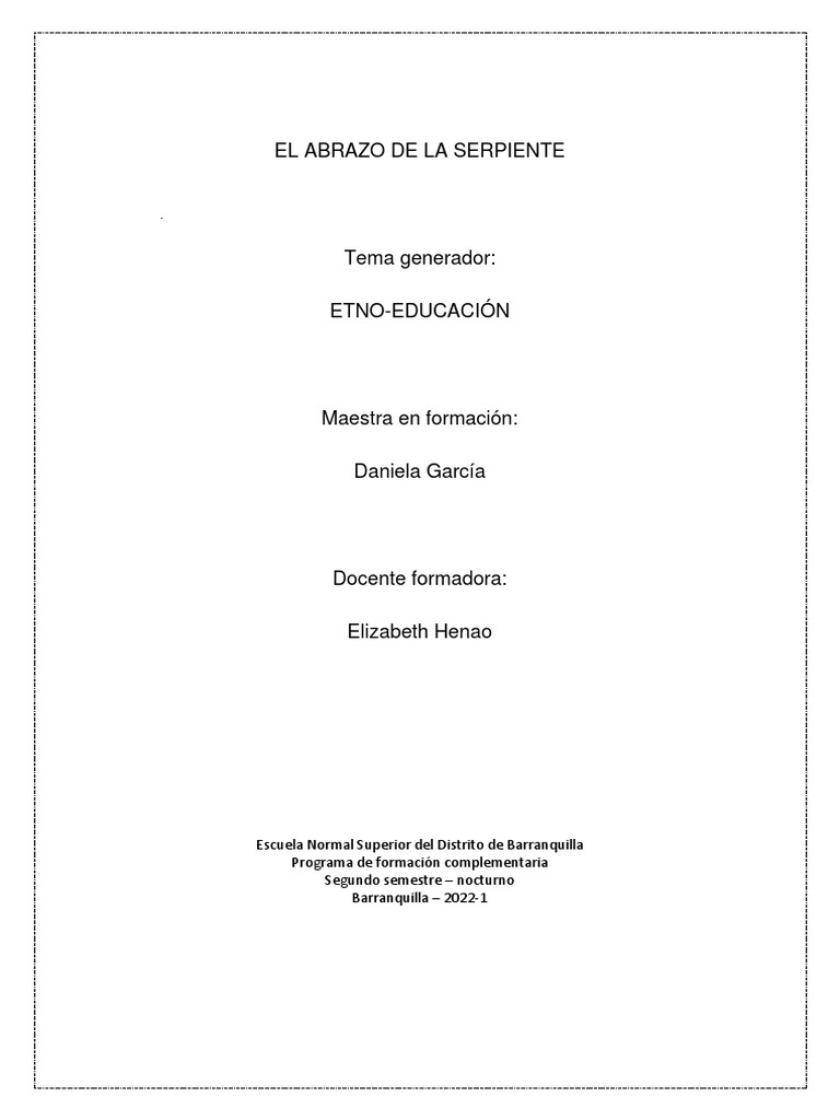 EL ABRAZO DE LA SERPIENTE Daniela | PDF