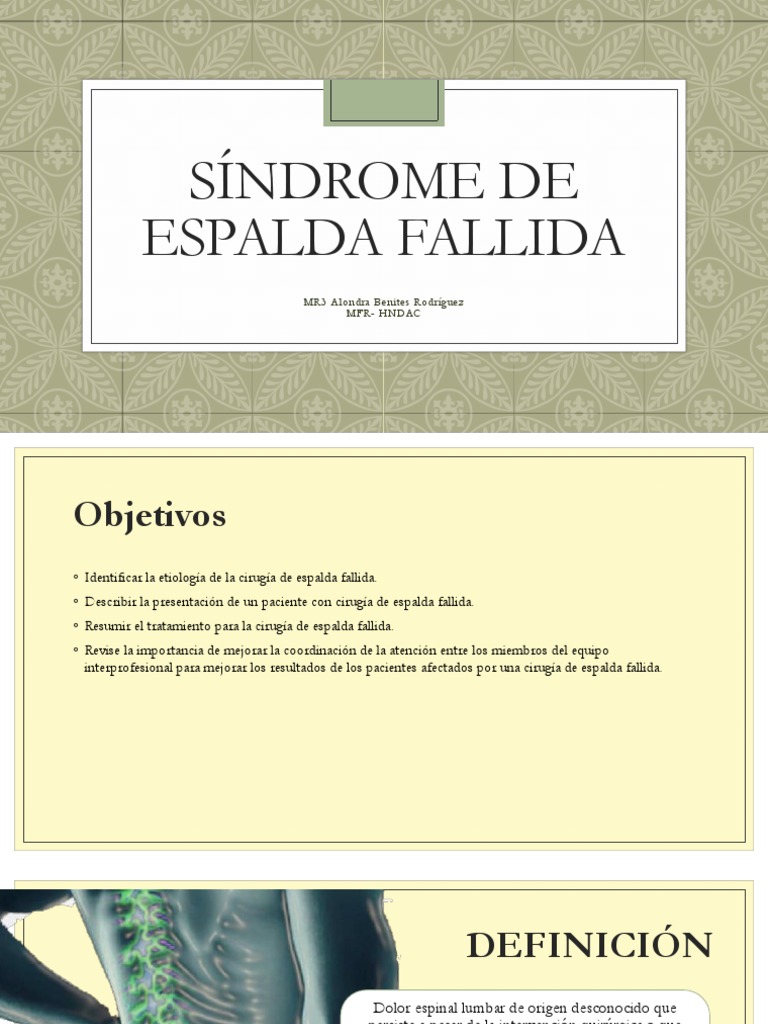 Síndrome de Espalda Fallida: Guía Clínica | PDF | Dolor | Medicina CLINICA