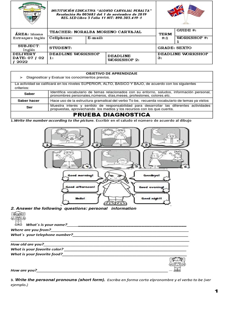 PRUEBA DIAGNOSTICA DE GRADO 6 2022 Corregida P.JAIRO | PDF ...